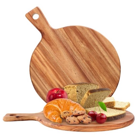 Betseo | Kitchen | Set Of 2 X 2 Round Acacia Wooden Cutting Boards ...